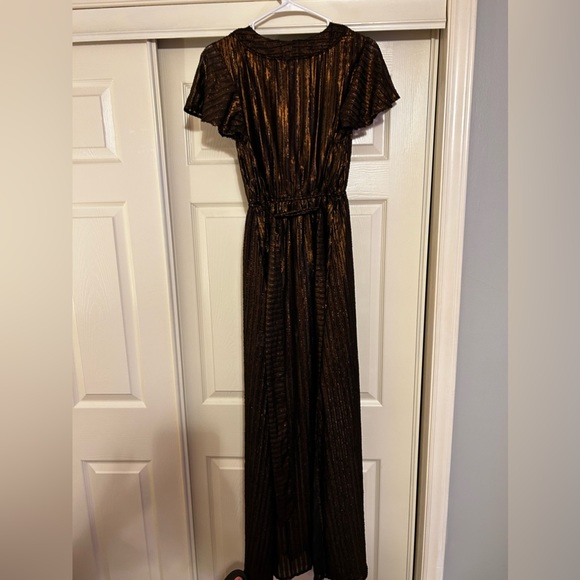 Modcloth | Dresses | Modcloth Your Time To Shine Bronze Metallic Maxi ...